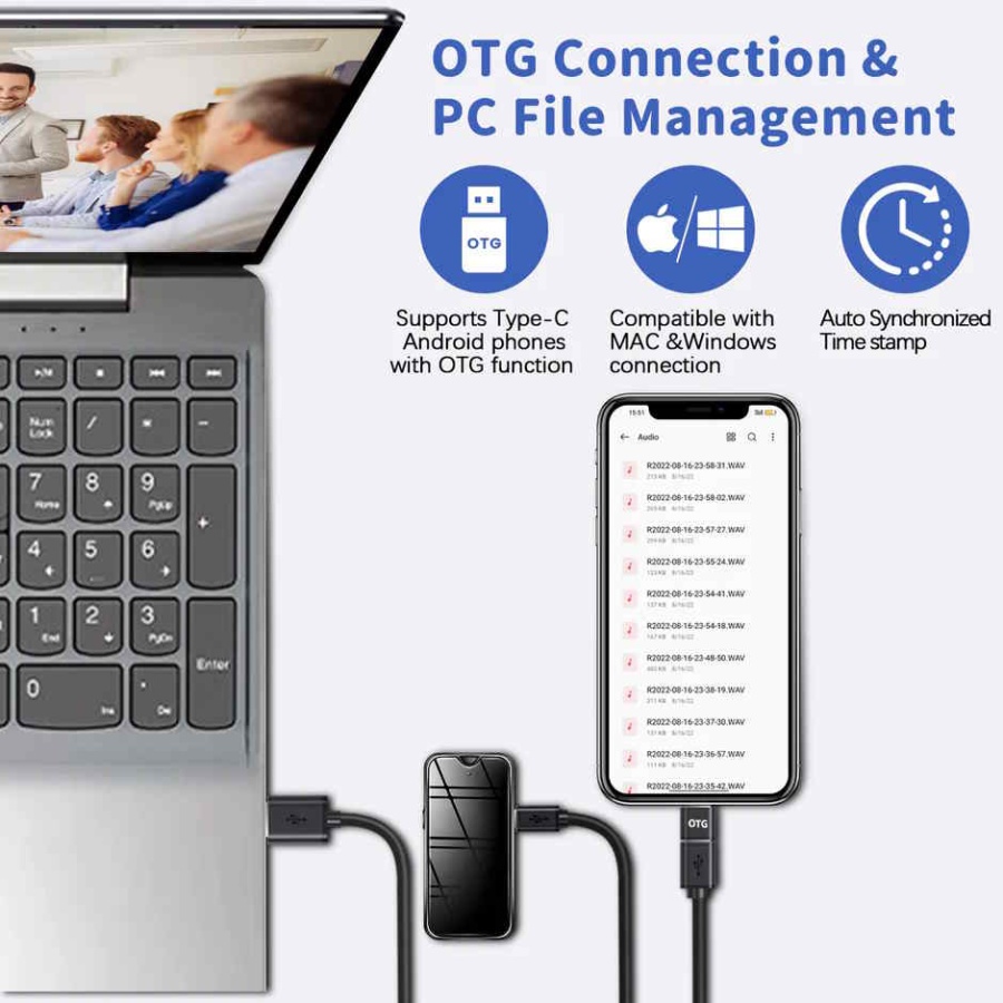 32GB Portable, Magnetic Voice Recorder with Voice Activation